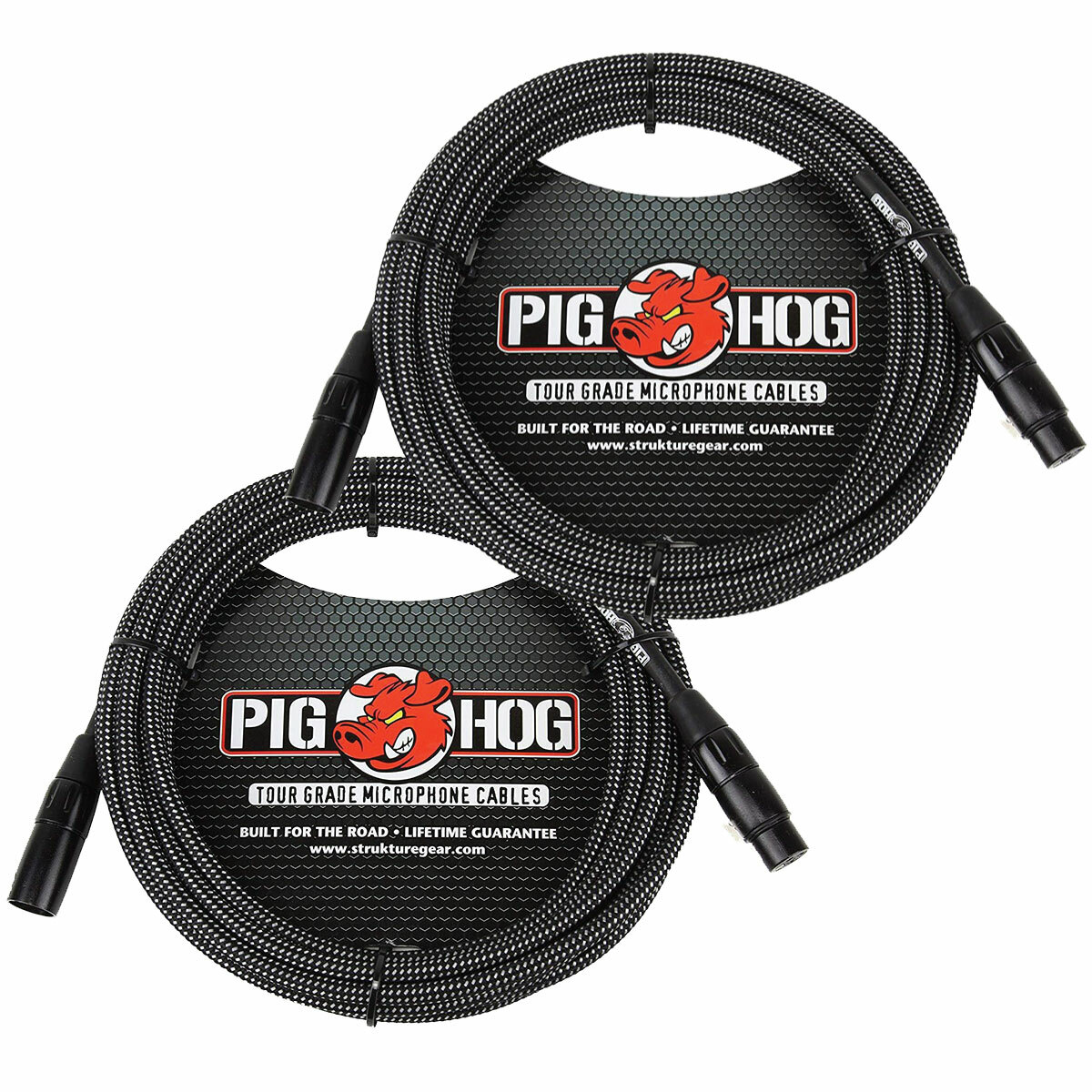 2 PACK PIG HOG PHM20ORG/ BBL/ BRD/ BKW High Performance Woven XLR Mic ...