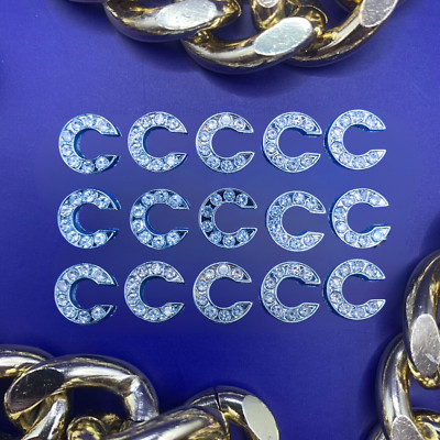 15 “C” Rhinestone Alphabet Letters Slide Beads Charm Fit 8mm Wristbands ...