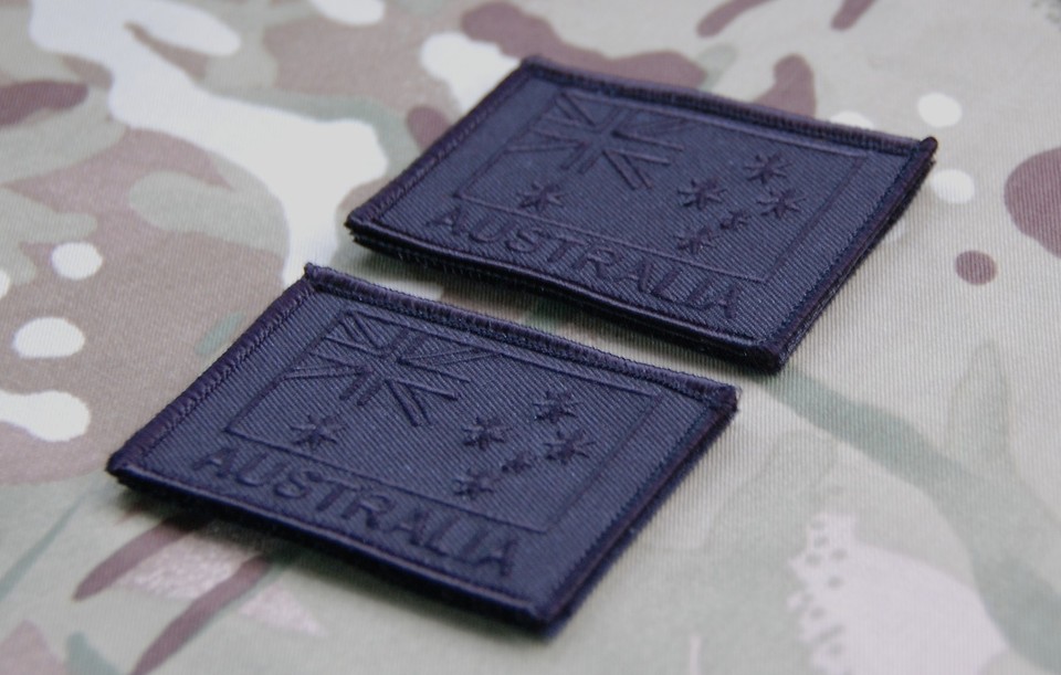 2x Covert Black Australian Flag Embroidery Patch Set SASR SOTG ...
