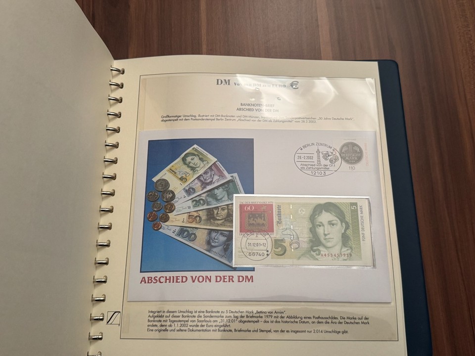 Album "Von der DM zum Euro" befüllt mit Briefen Karten Ganzsachen ...
