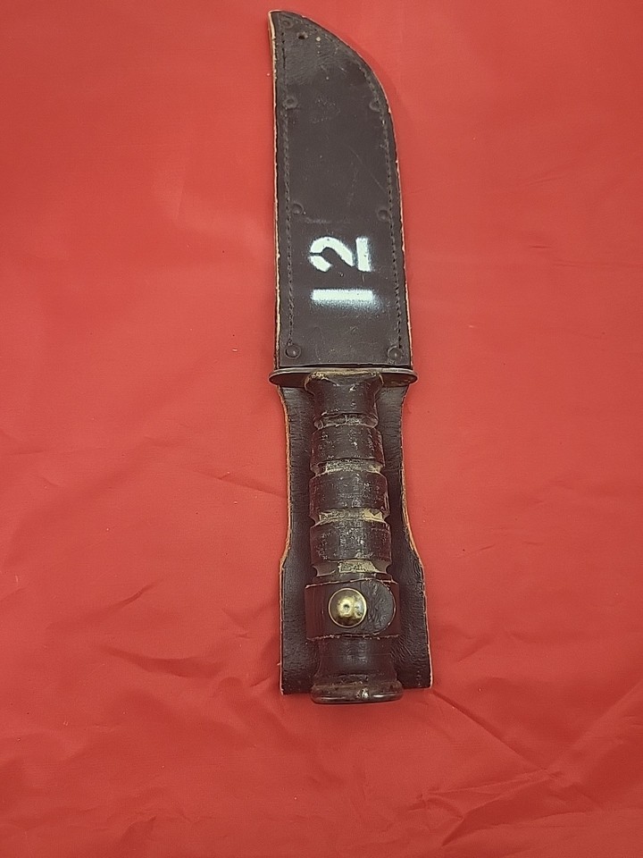 US CAMILLUS Mark 2 MK2 Military Fighting Combat Knife, W/Leather Sheath ...