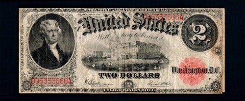 $2 1917 Large Size Legal Tender Note Red Seal Free Shipping (A84) | eBay