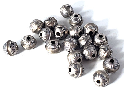 Vtg Sterling Silver Salvaged Stamped Design Navajo Bench Beads 8-9 mm ...