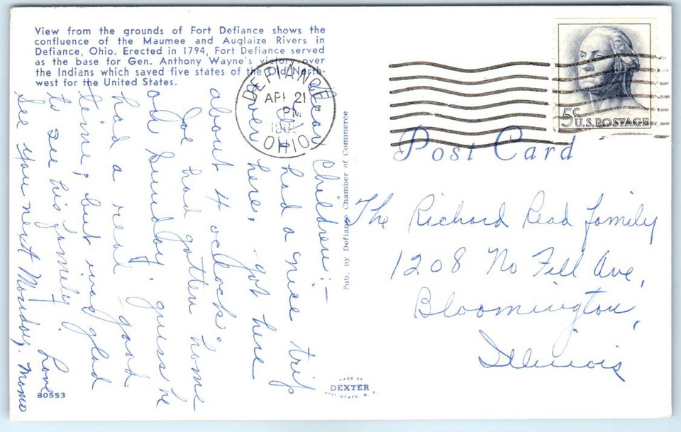 Postcard - Confluence of the Maumee and Auglaize Rivers - Defiance ...