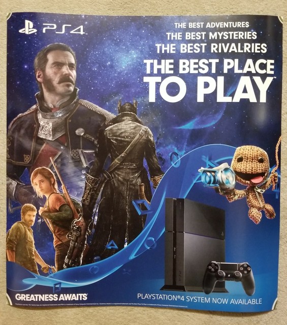 Playstation 4 PS4 PROMOTIONAL POSTER ADVERT featuring Last of Us & 1886 ...