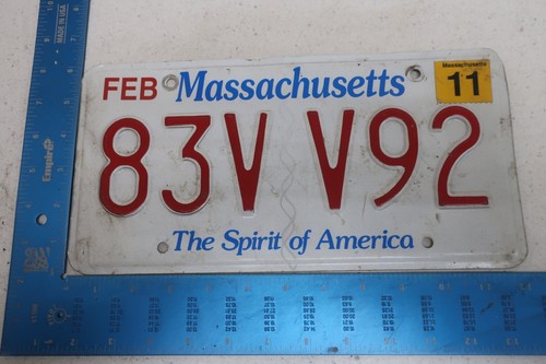Massachusetts License Plate Tag 2011 11 MA Natural Sticker 83V V92 | eBay