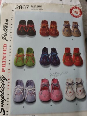 Vintage Simplicity Pattern 2867 Baby Booties Shoes Printed Retro Design ...