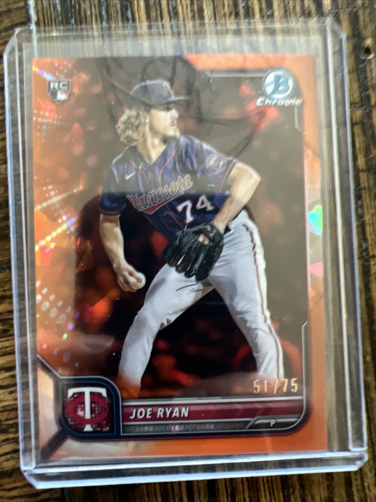 Joe Ryan RC SP 2022 Bowman Chrome Sapphire Jersey Orange /75 No. 8 | eBay