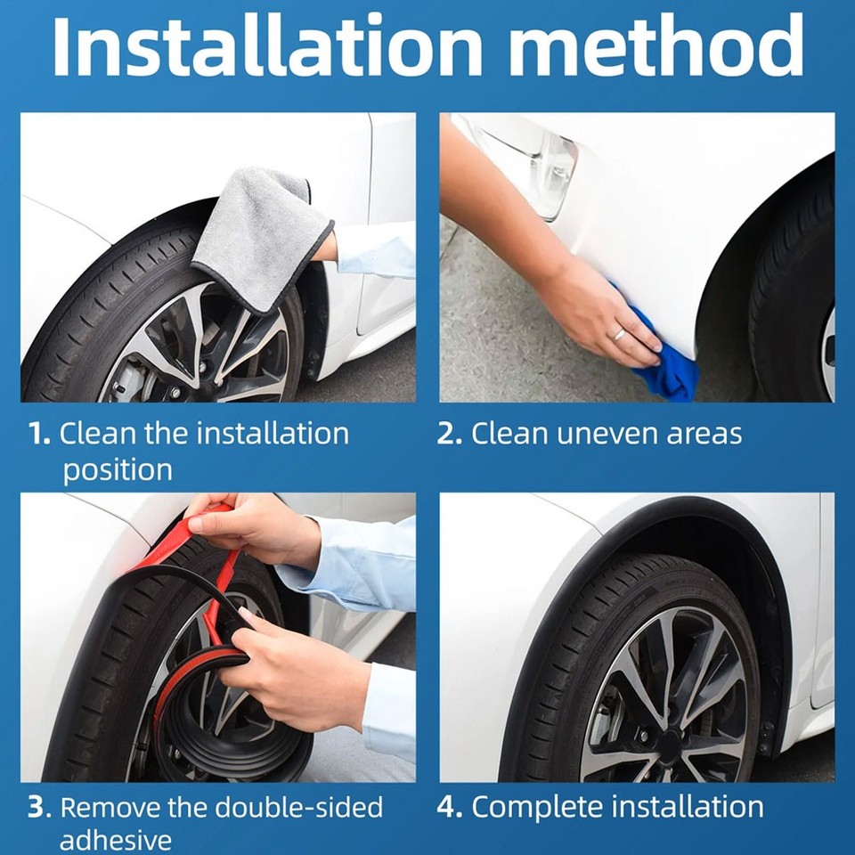 2Pcs Car Splash Guard Fender Flares Extension Wheel Eyebrow Moulding ...