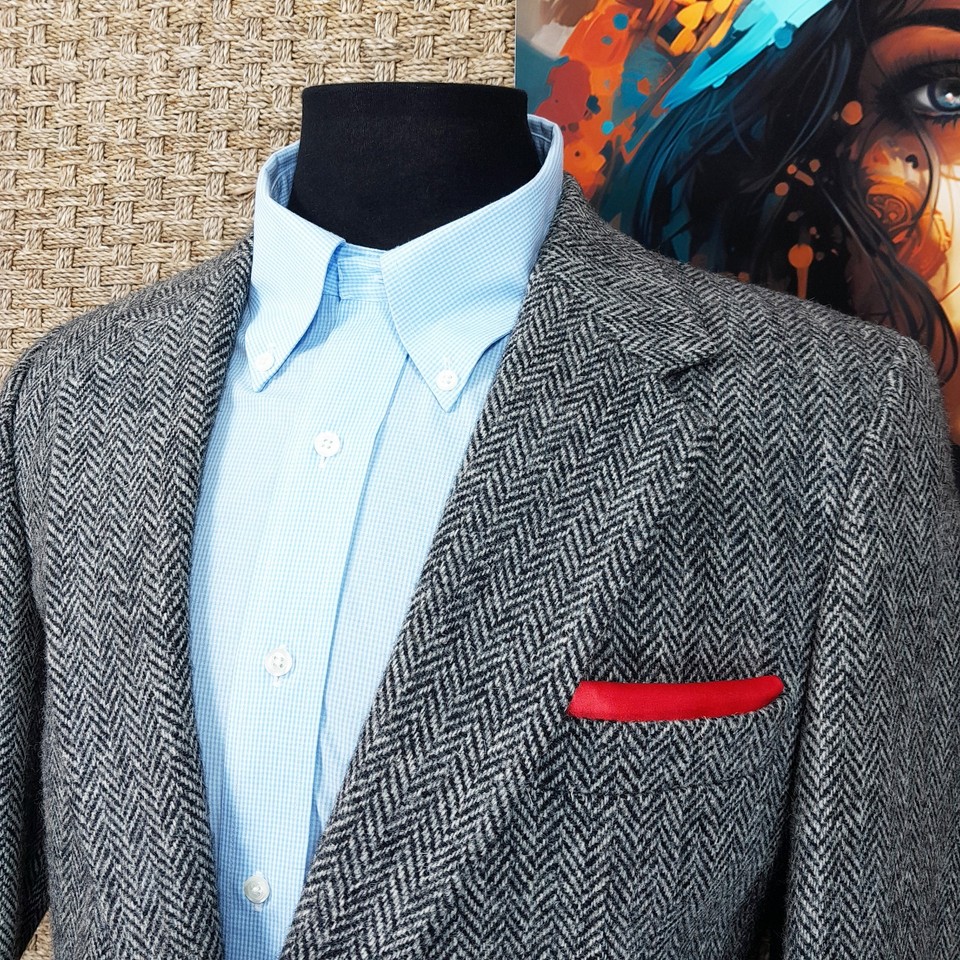 Baker’s Hall HARRIS TWEED 38 S Sport Coat Black/Gray Herringbone ...
