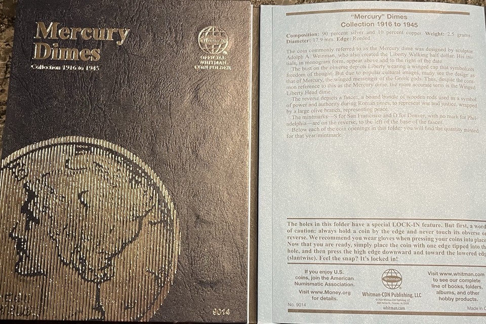 1916-1945 Mercury Dime Book (77) 1921 PD, 1926S, 1930S, 1931 PDS, 1945 ...