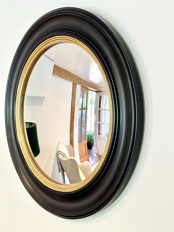 26"/66 cm Wooden Convex Butler's Mirror - black and gold. | eBay UK