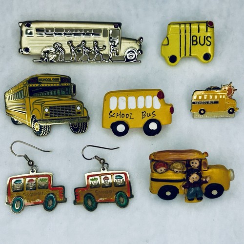 Lot of School Bus Themed Brooches Pins & Earrings Vintage to Now | eBay