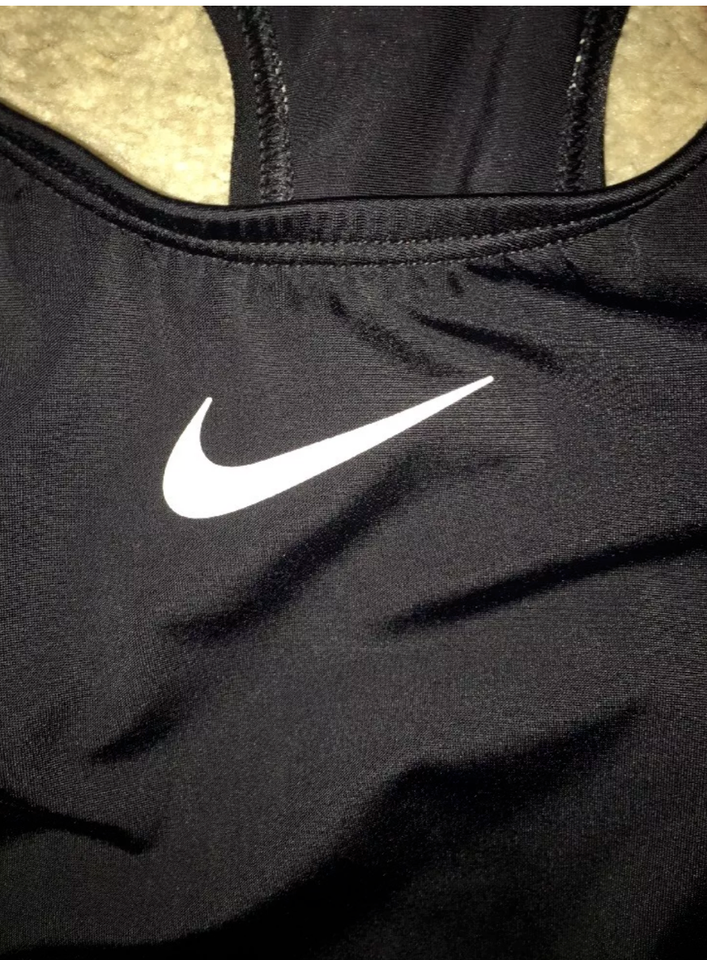 NWT Nike girls core solid racerback one piece swimsuit black fire pink ...