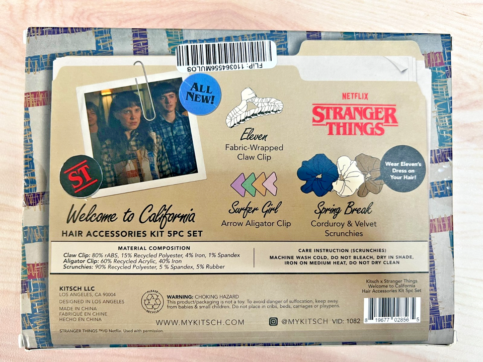 NIB Stranger Things Kitsch 5pc Hair Accessories Box Set Scrunchies Claw ...