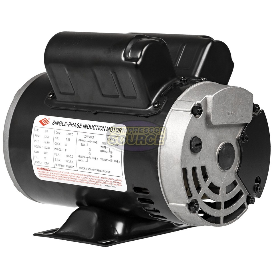 3/4 HP Electric Motor 56 Frame 1750 RPM Single Phase 115/230V 5/8 ...