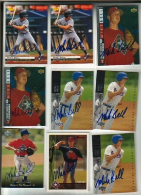 (13) Mike Bell Autographed Baseball Cards FIVE DIFFERENT Texas Rangers ...