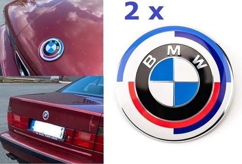 2pcs BMW 82mm 50th anniversary Front Hood Rear Trunk Emblem Badge ...