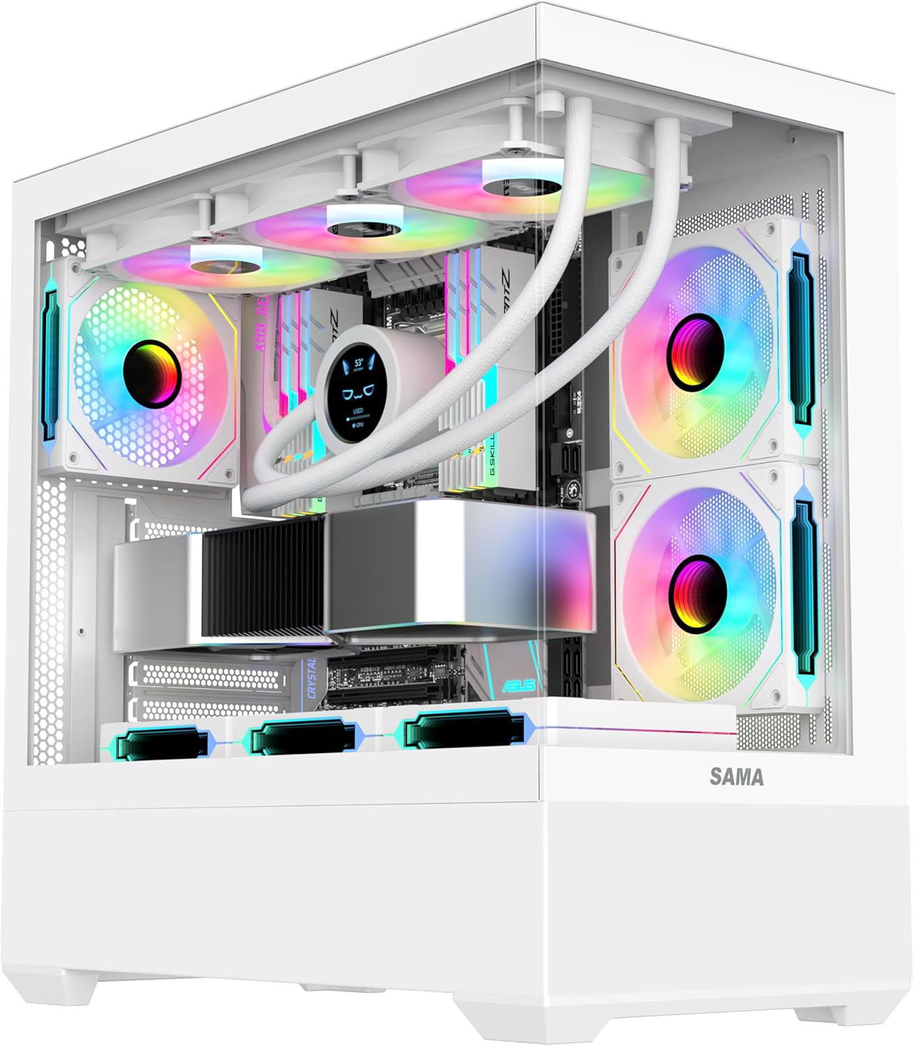 SAMA PC CASE ATX 3 x 120mm ARGB Fans 2 x MB Side, 1 x Rear Pre ...