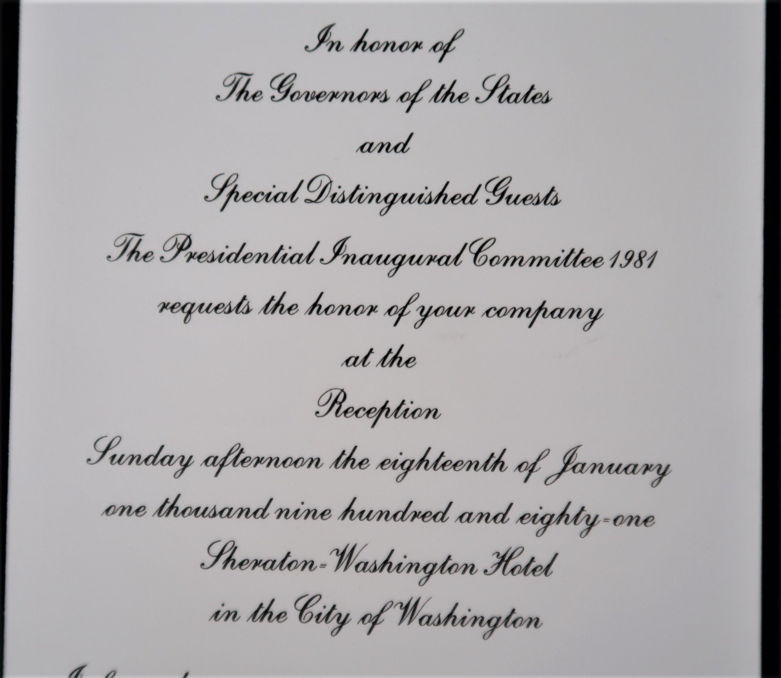 1981 Presidential Inauguration Governors Reception Invitation Ronald ...