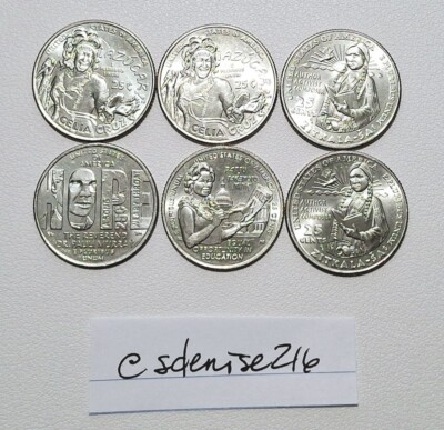 (6) 2024 "In Cod..." Quarters -CeliaCruz, Zitkala-Sa, Pauli Murray ...