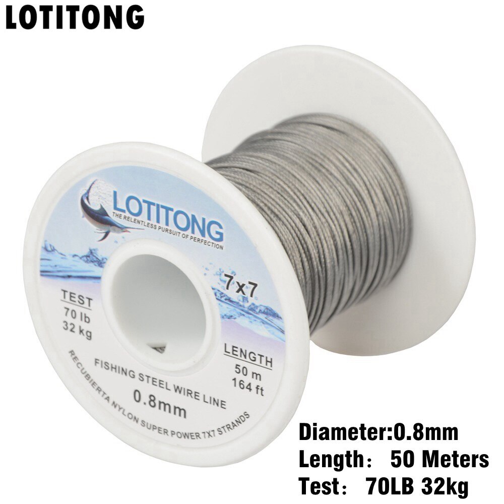 70lb-368lb Fishing Steel Wire Fishing Lines 7x7 49 Strands Super Soft ...