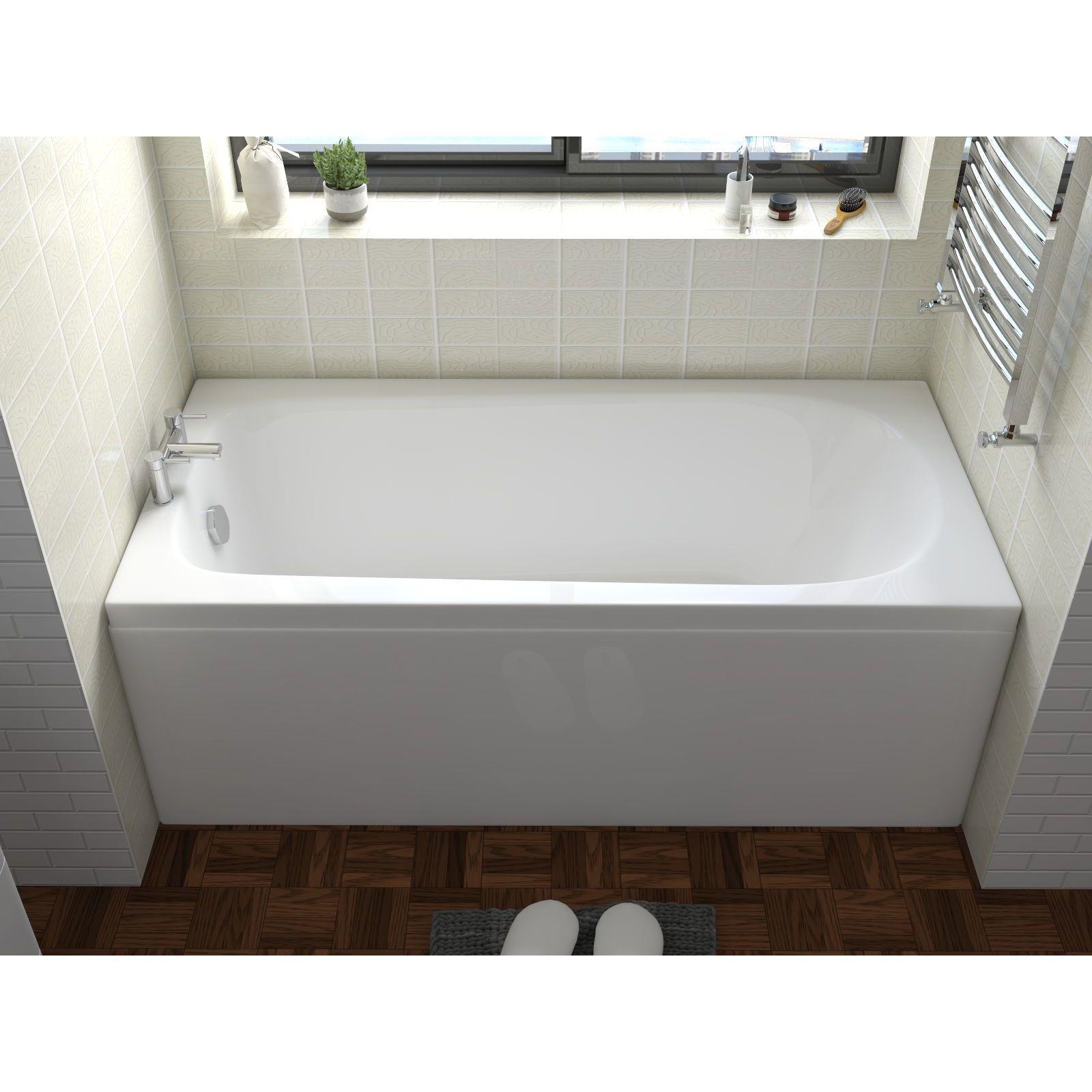 Bathroom Bath Standard Single Ended Round Tub White 1500 x 700 Bathtub ...