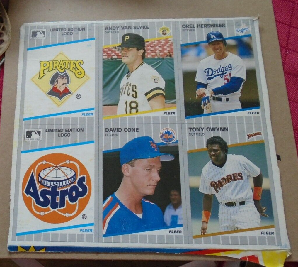 Fleer Baseball Box Bottom 1989 David Cone Tony Gwynn /Andy Van Slyke | eBay