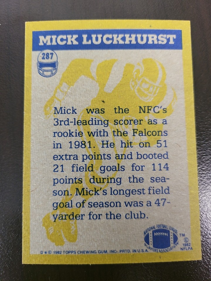 1982 Topps Mick Luckhurst Football card #287 | eBay