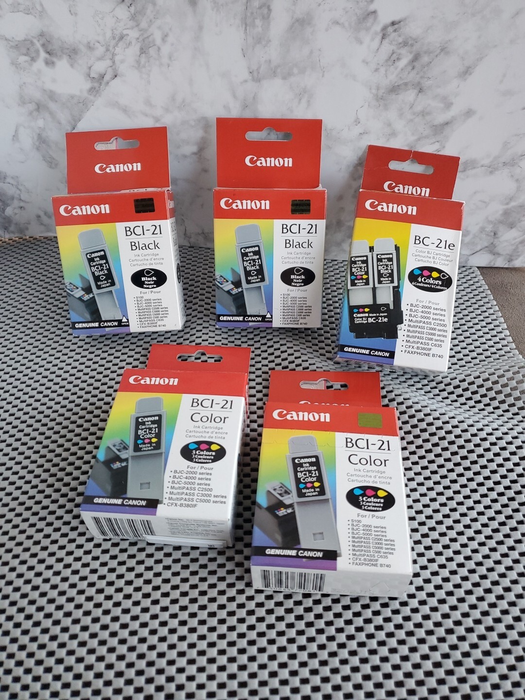 LOT OF 5 GENUINE NEW OEM Canon INK BCI-21 BLACK COLOR BJC 2000 4000 ...