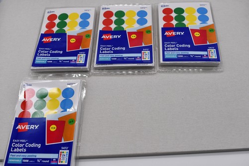 Removable Color Coding Labels Blue, Green, Red, Yellow AVERY 5472 ...