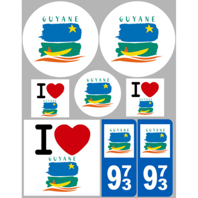 Département 973 la Guyane (8 autocollants variés) - Sticker/autocollant | eBay