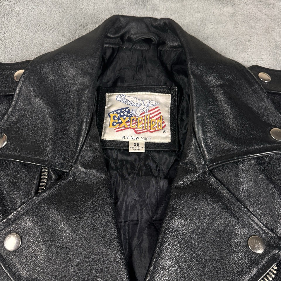 Excelled Leather Biker Jacket Belt Size 38 Black Motorcycle | eBay