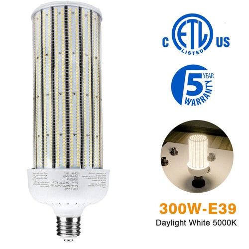 300W LED Corn Cob Light Bulb for Garage Warehouse High Bay Large Area ...
