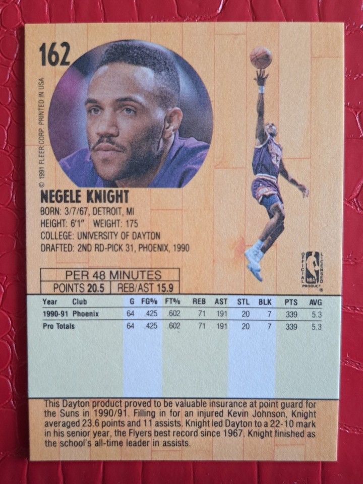 Fleer 1991-92 NBA Basketball - Negele Knight (Phoenix Suns) | eBay