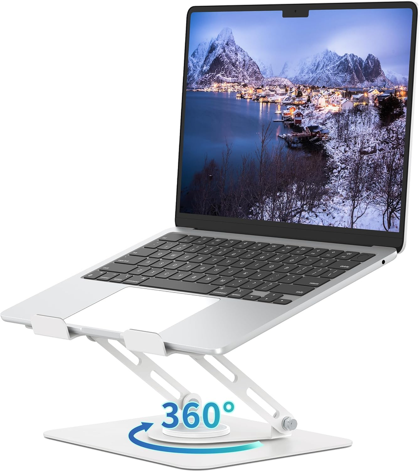 Laptop Stand for Desk with 360° Rotating Base, Multi-Angle Adjustable ...