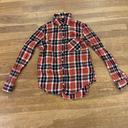 Aéropostale rust blue plaid button-down fox shirt top size medium M b53 ...