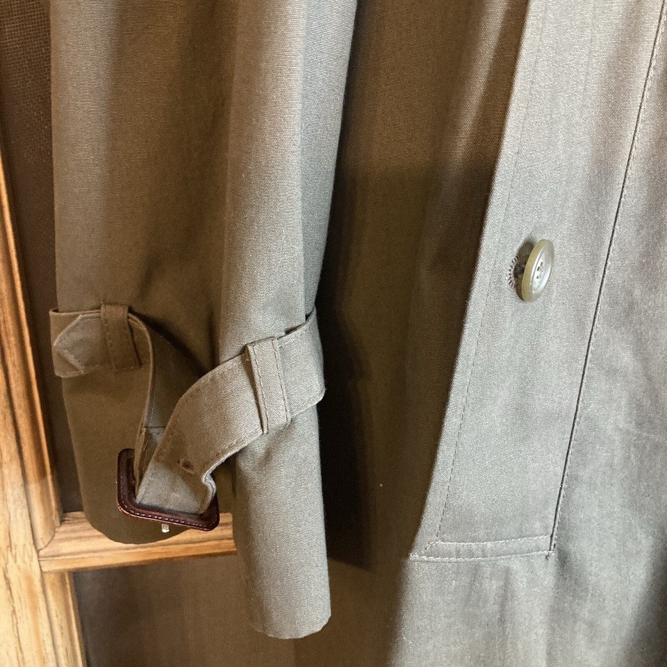 Evan Picone Famous Barr Men's Green Trench Coat, Rain & Stain Resistant ...