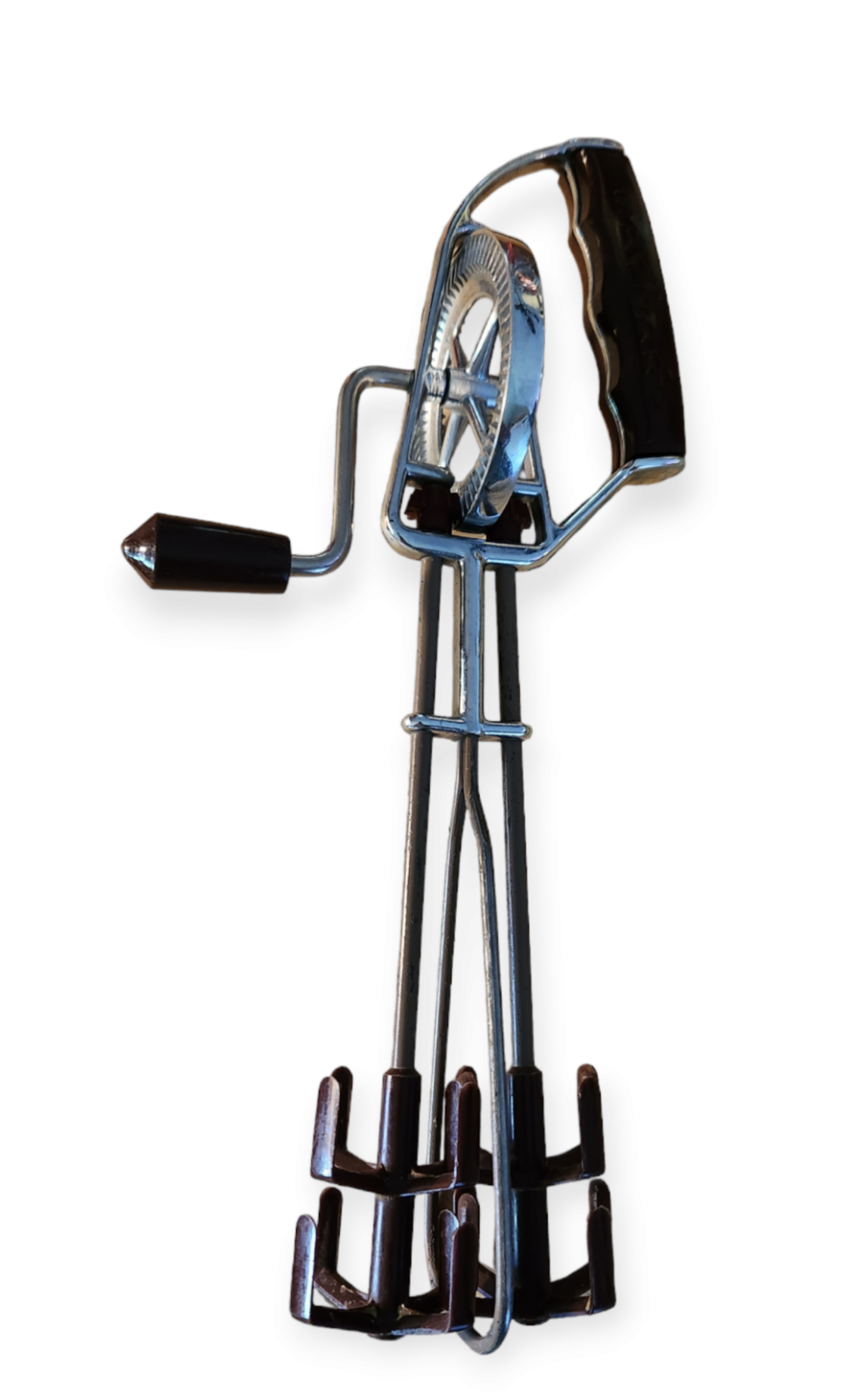 Vintage Maynard Egg Beater Manual Hand Mixer Double Nylon Beaters Brown ...