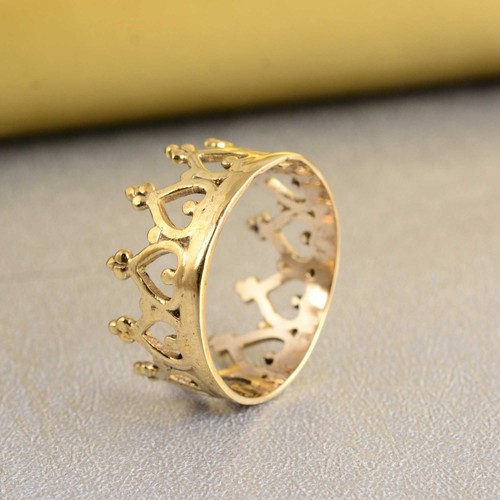 Gold Crown Band-Princess Crown Ring-Crown Band-Gold Ring-Crown Stacking ...