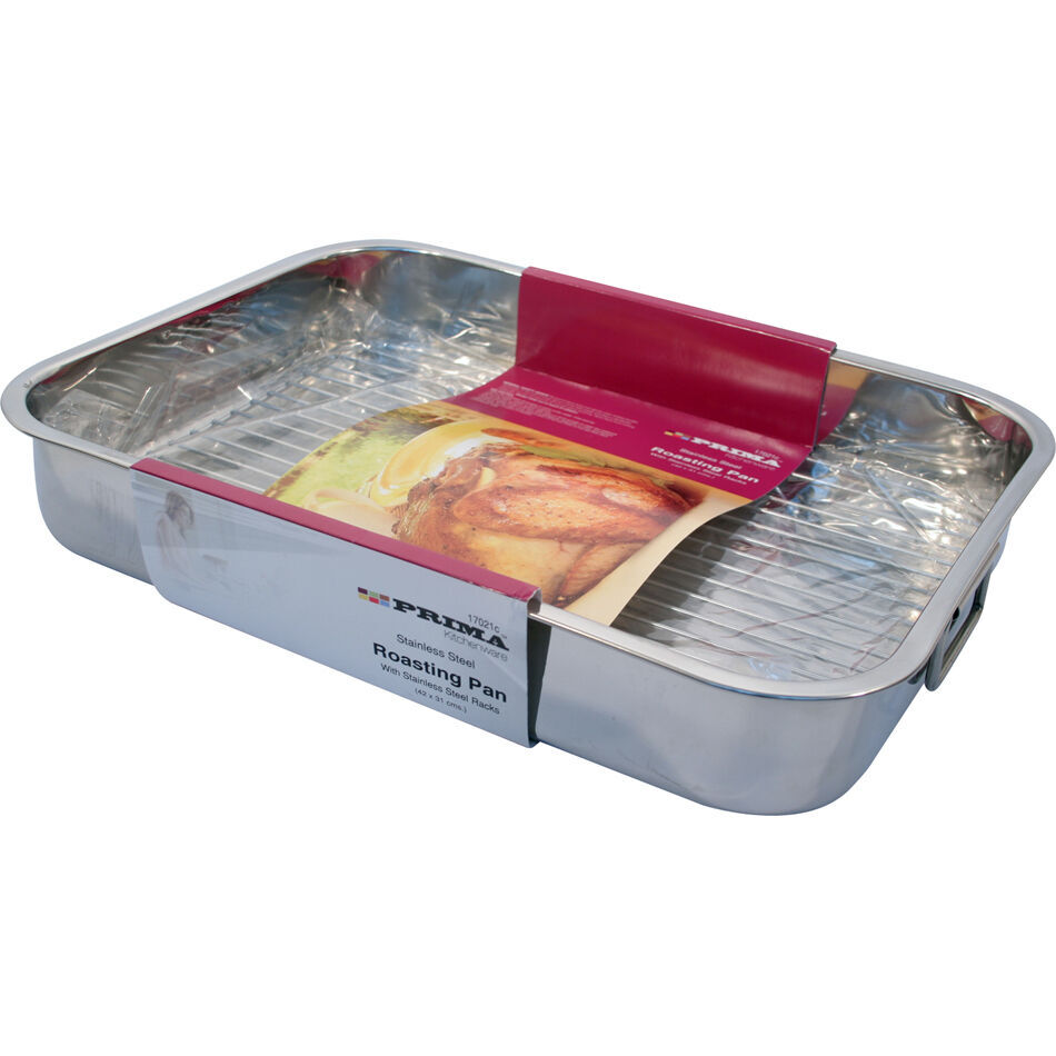 NEW STAINLESS STEEL ROASTING TRAYS OVEN DISH BAKING ROASTER TRAY GRILL ...