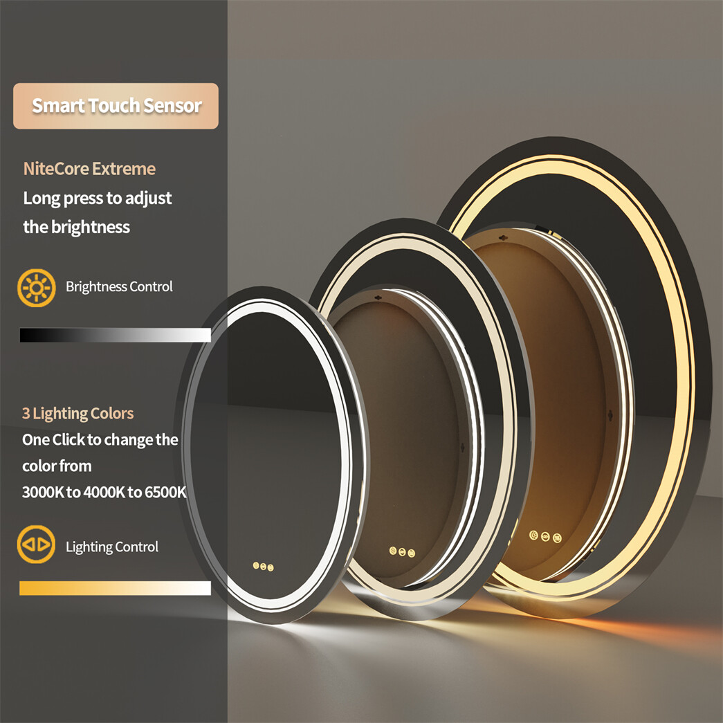 Oval LED Bathroom Mirror Light w/ Demister Smart Touch Sensor Lights 500 x 700mm | eBay UK