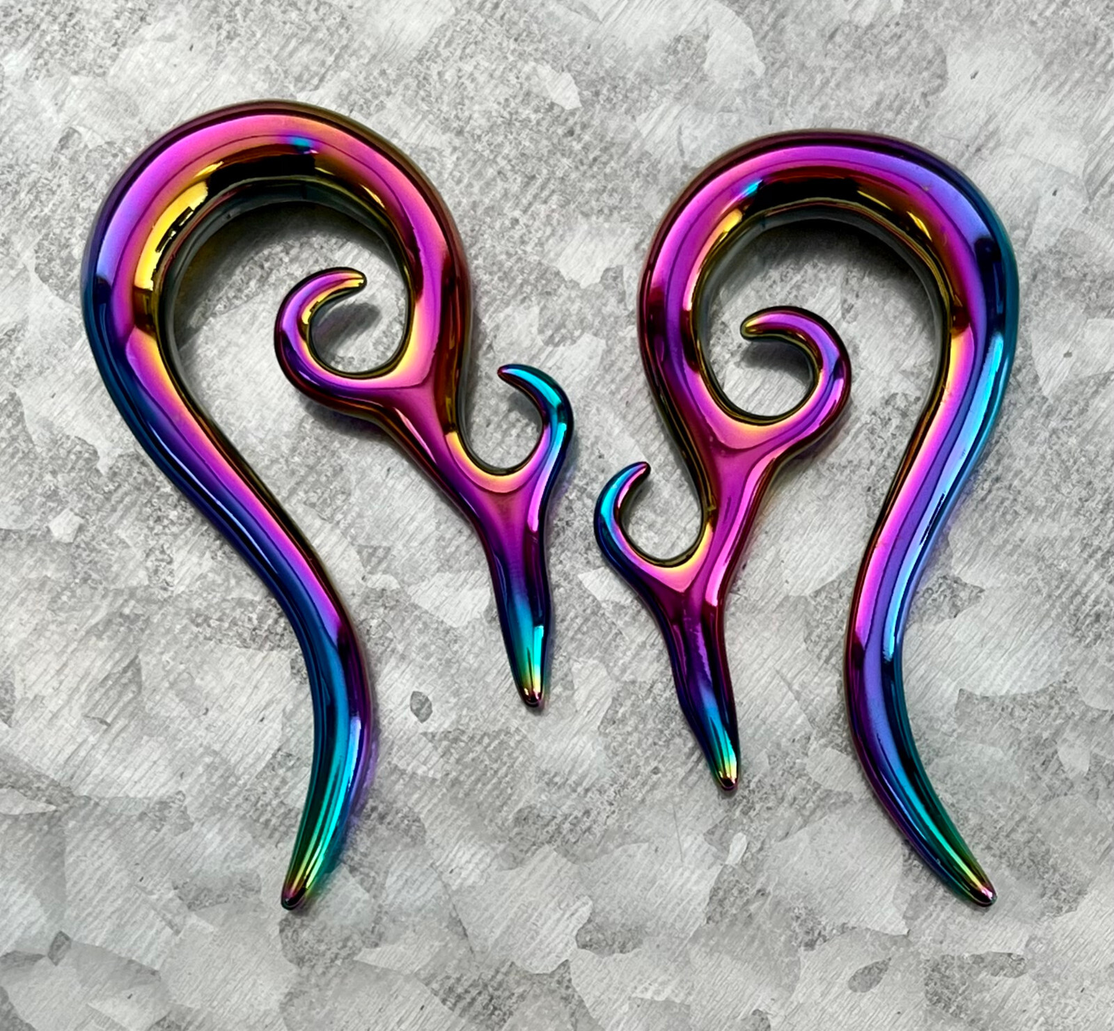 PAIR Rainbow Steel Tribal Tapers Expanders Plugs Gauges Body Jewelry ...