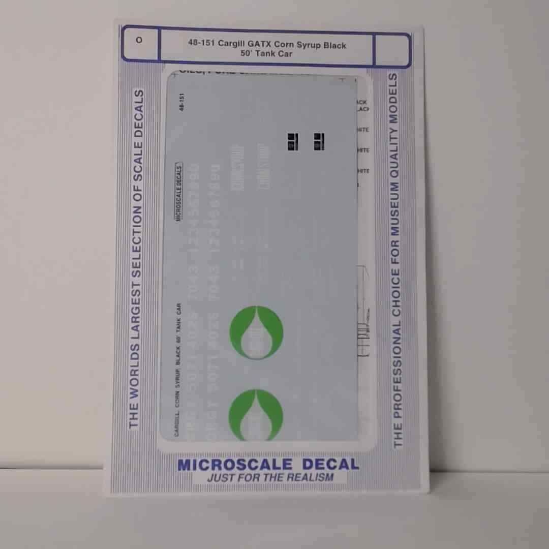 Microscale O Scale Decals: CARGILL TANK CAR 50' GATX 1990 | eBay