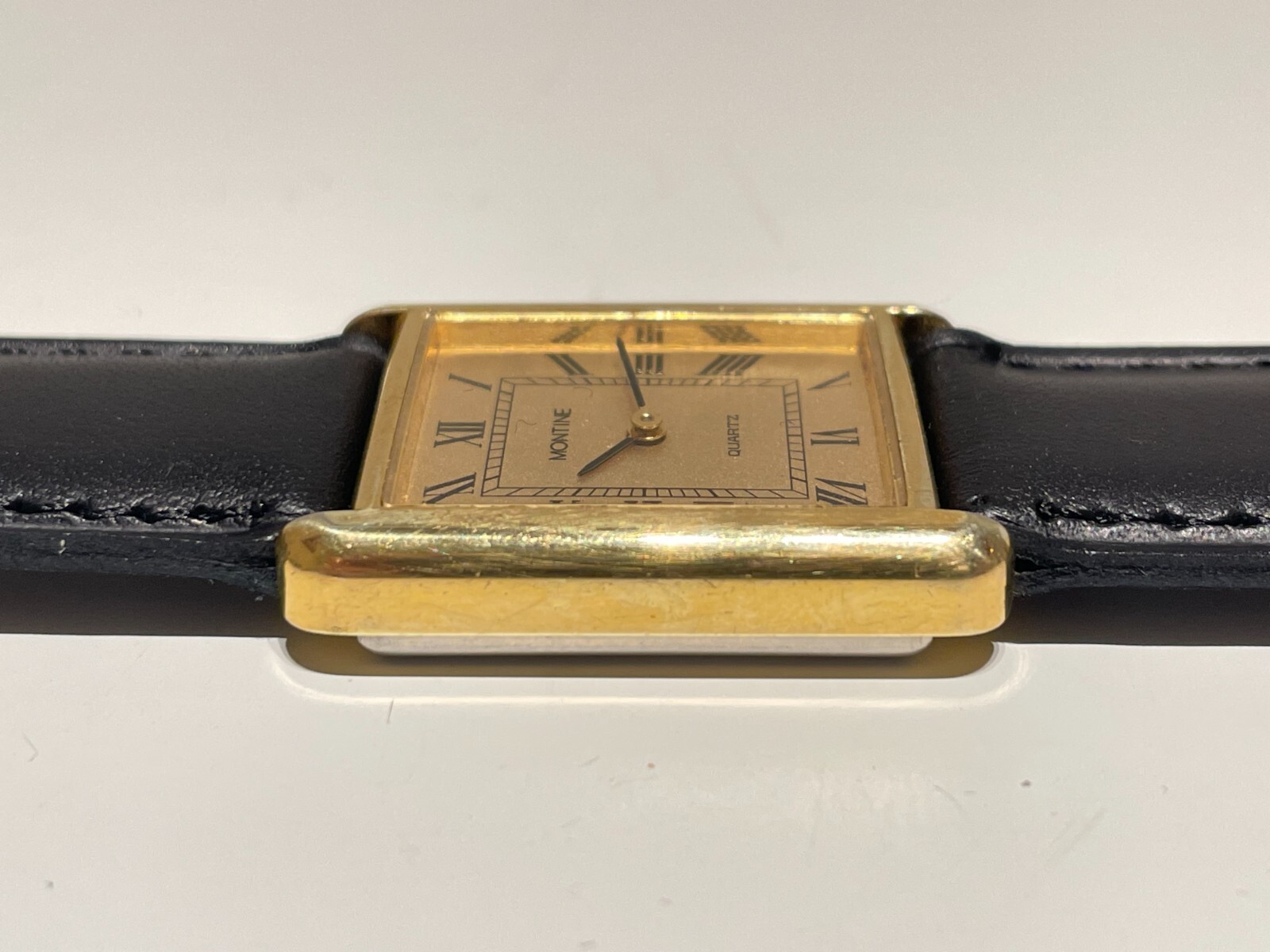 VINTAGE RECTANGLE TANK SWISS MEN'S LADIES GOLD PLATED QUARTZ WATCH ...