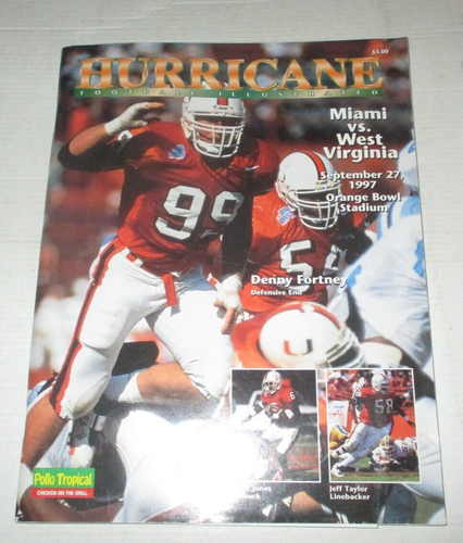 1997 Miami Hurricanes Football Program vs. West Virginia - 9/27/1997 ...