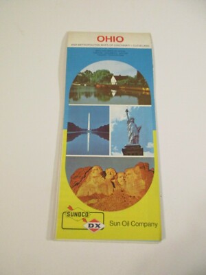 Vintage 1974 Sunoco Ohio Oil Gas Station Transportation Travel Road Map ...
