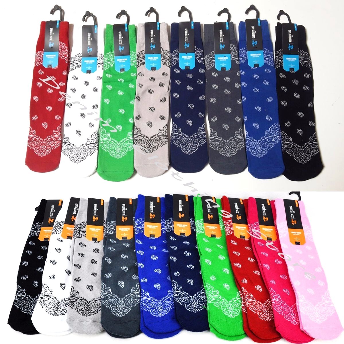 Lot Wholesale Men's Sports Paisley Patterns Bandana Crew Socks Cholo ...