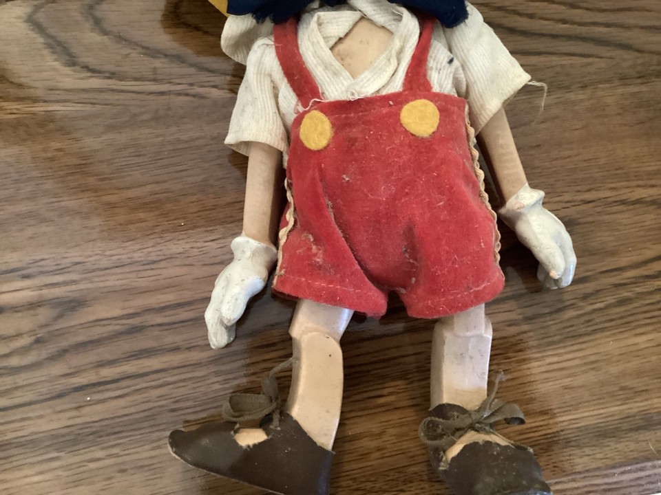 Antique Crown Toy Co 11” Pinocchio Composition Figure w/ Jointed Arms ...