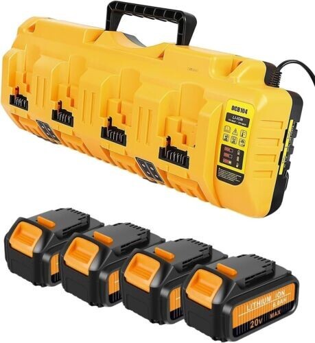 For Genuine DEWALT DCB104 12V/20V MAX 4-Port Charger + 4x 6.0A Li-Ion ...